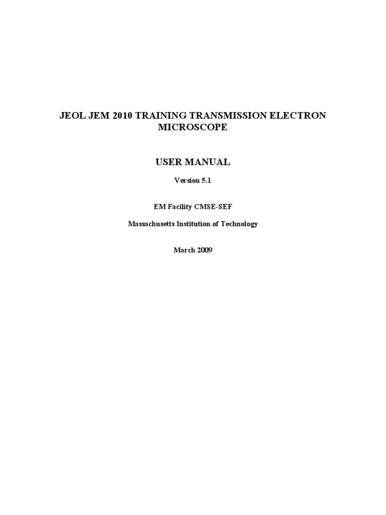 Microscopio Electronico de Transmicion Manual Usuario | PDF | Transmission Electron Microscopy ...