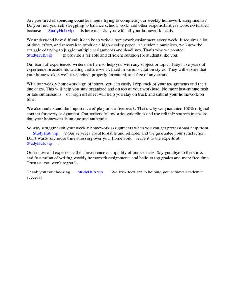 Weekly Homework Sign Off Sheet | PDF | Worksheet | Homework