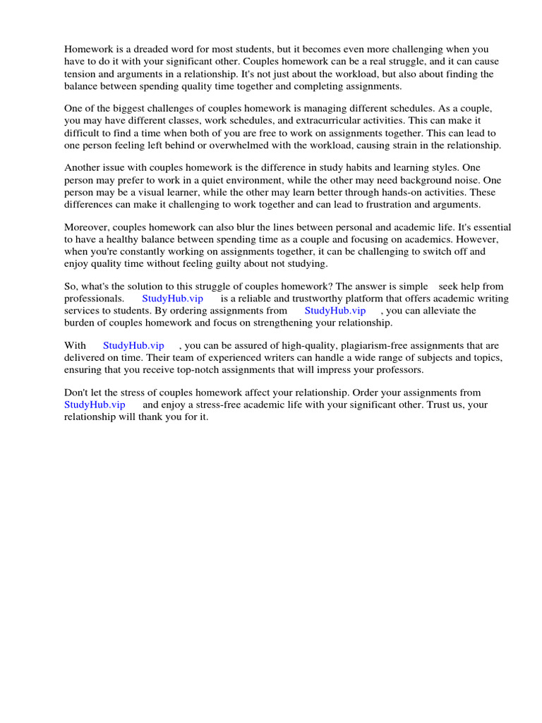 Couples Homework | PDF | Homework | Psychology