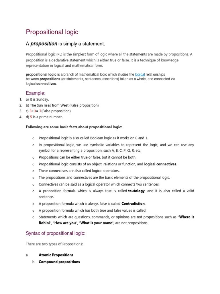 Propositional Logic | Download Free PDF | Set (Mathematics) | Proposition