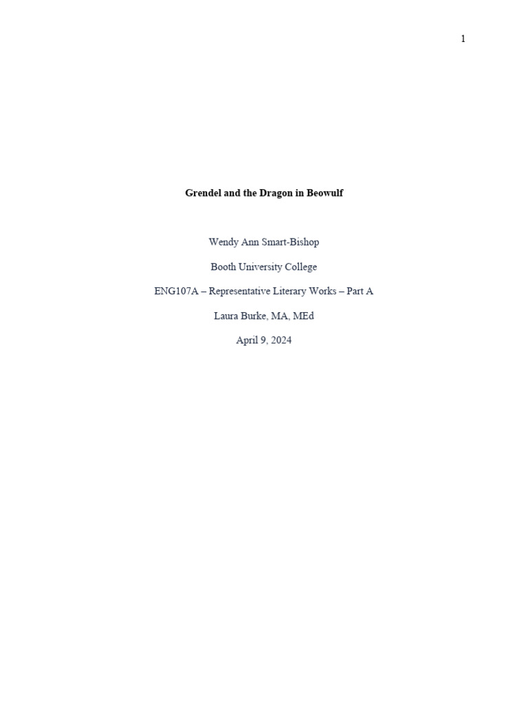 ENG107A - Grendel and The Dragon Review | PDF | Beowulf