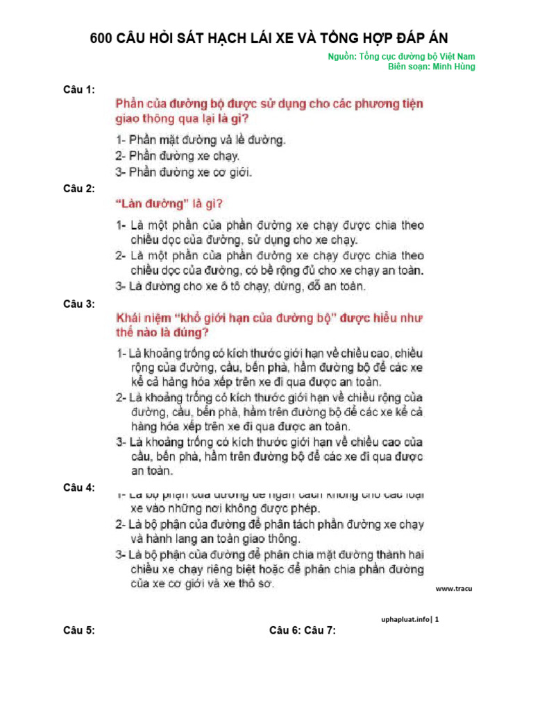 600-cau-hoi-ly-thuyet-lai-xe-va-dap-an-Dai-Phuc 1 | PDF