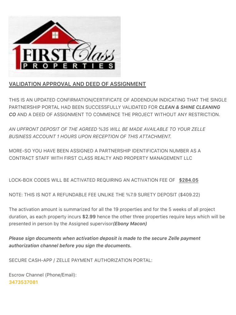 Validation Approval And Deed Of Assignment Pdf