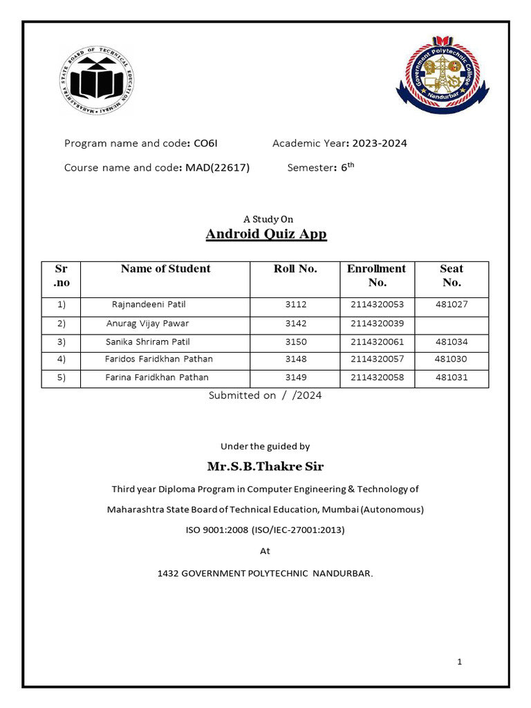 MAD Microproject Report | PDF | Android (Operating System) | Application Software