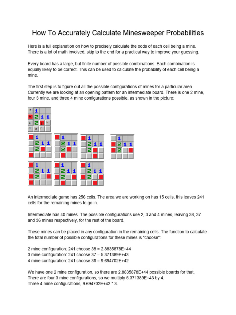 Probability Calculation in Minesweeper | PDF | Numbers | Algorithms