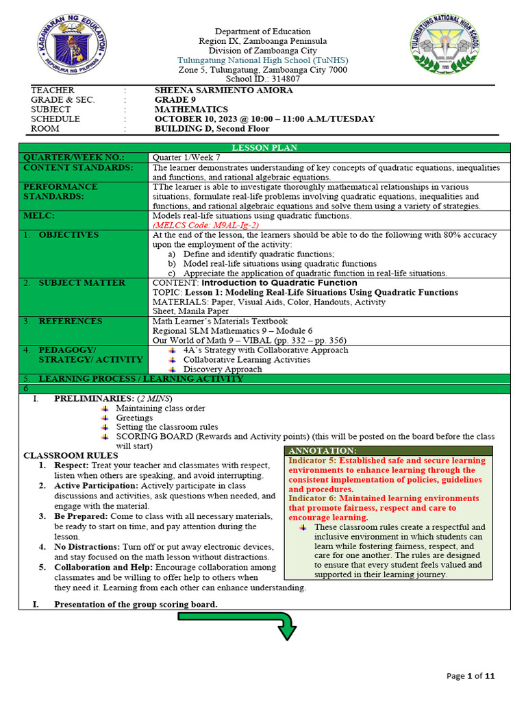 Lesson Plan For CO1 | PDF | Learning | Thought