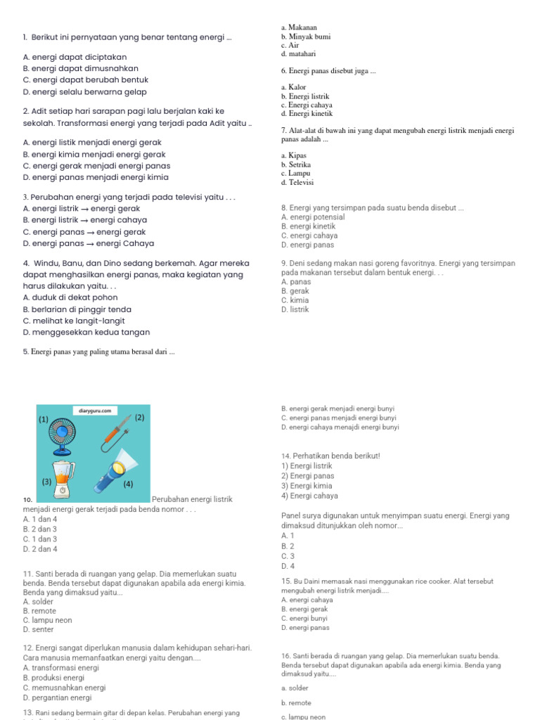 3 Rangkap Latihan Energi Disekitar Kita Part 3 | PDF