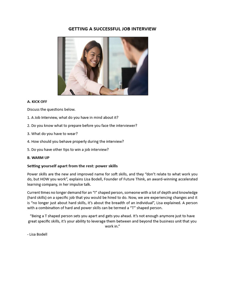 GETTING A SUCCESSFUL JOB INTERVIEW - Materi | PDF | Clothing | Job Interview