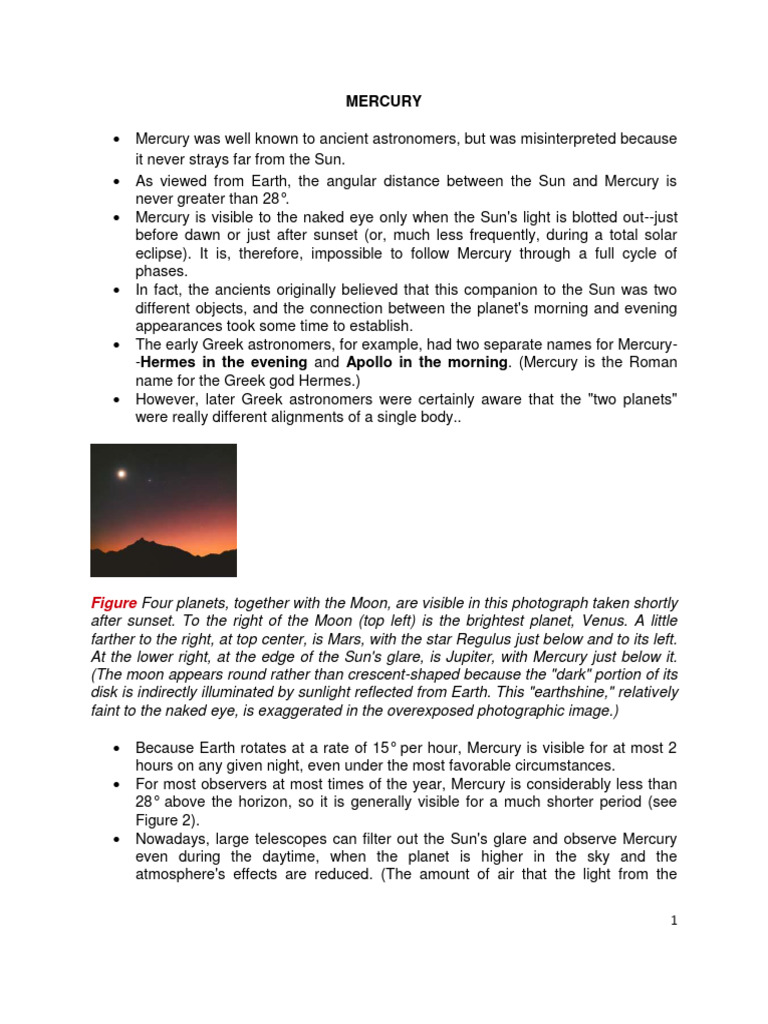 Mercury Mcmillan | PDF | Mercury (Planet) | Planetary Core
