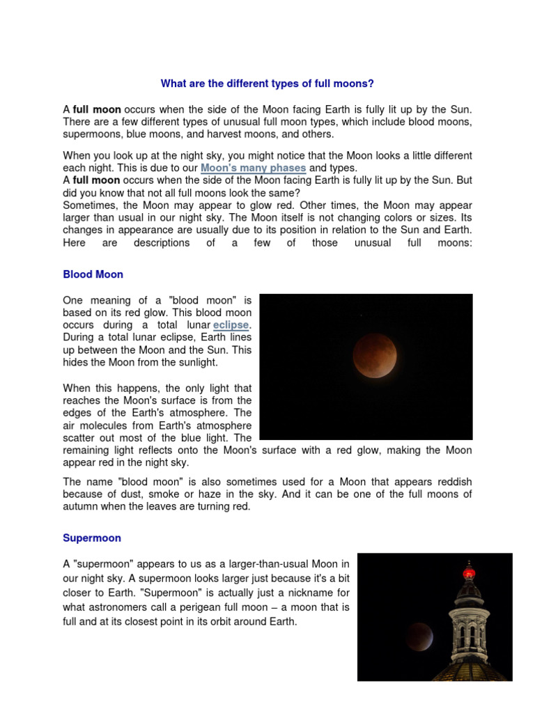 2- Types of Full Moon | PDF | Moon | Astronomy
