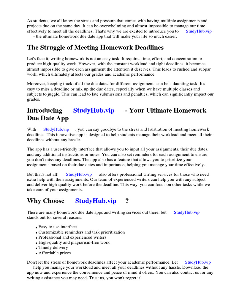 Homework Due Date App | PDF | Homework | Mathematics