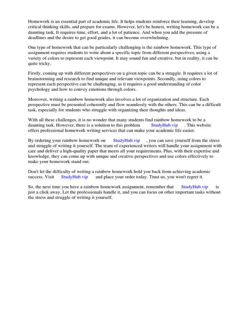 Rainbow Homework | PDF | Homework | Thought