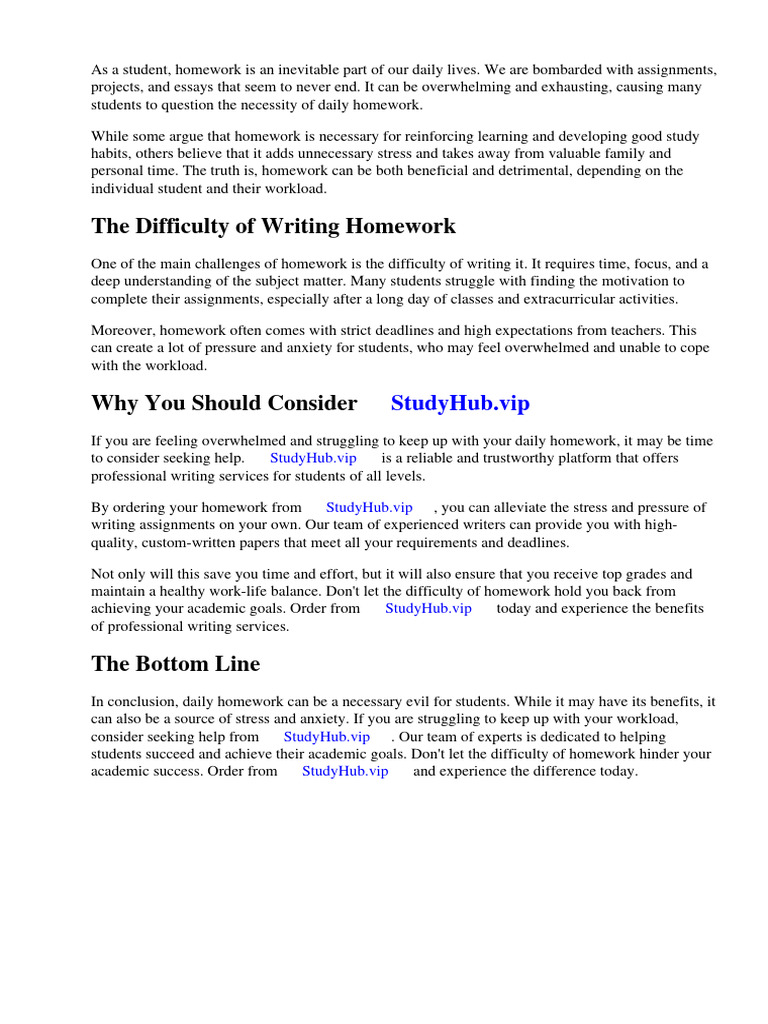 Do You Think Daily Homework Is Necessary For Students | PDF | Homework