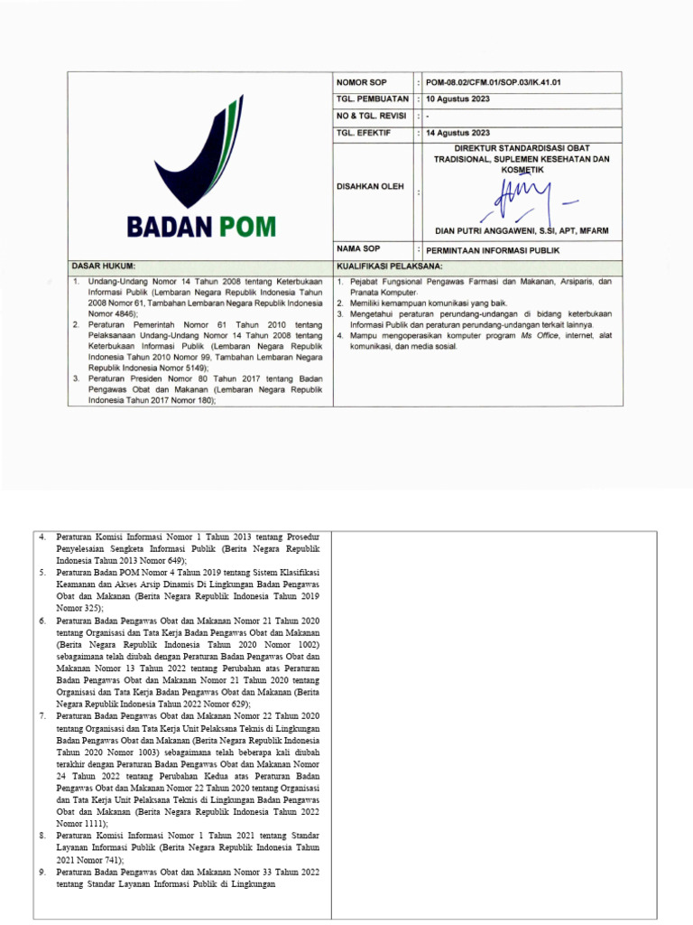 IV.A.22 SOP Permintaan Informasi Publik | PDF