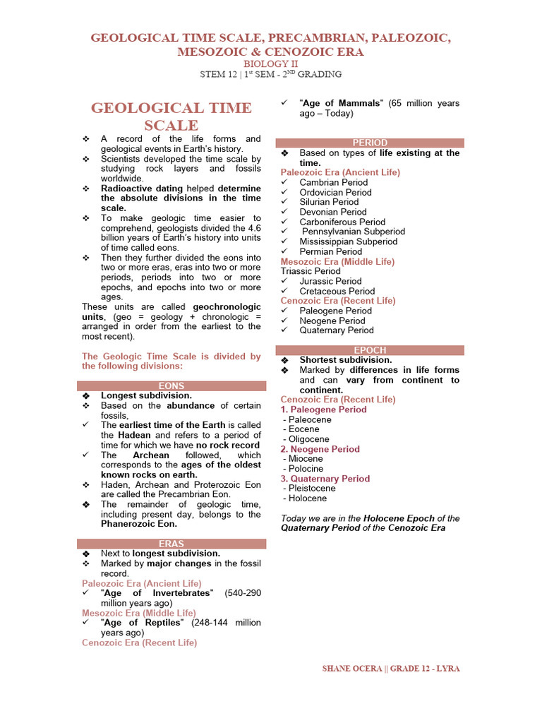 BIO-2-LESSON-2 | PDF | Pleistocene | Geologic Time Scale