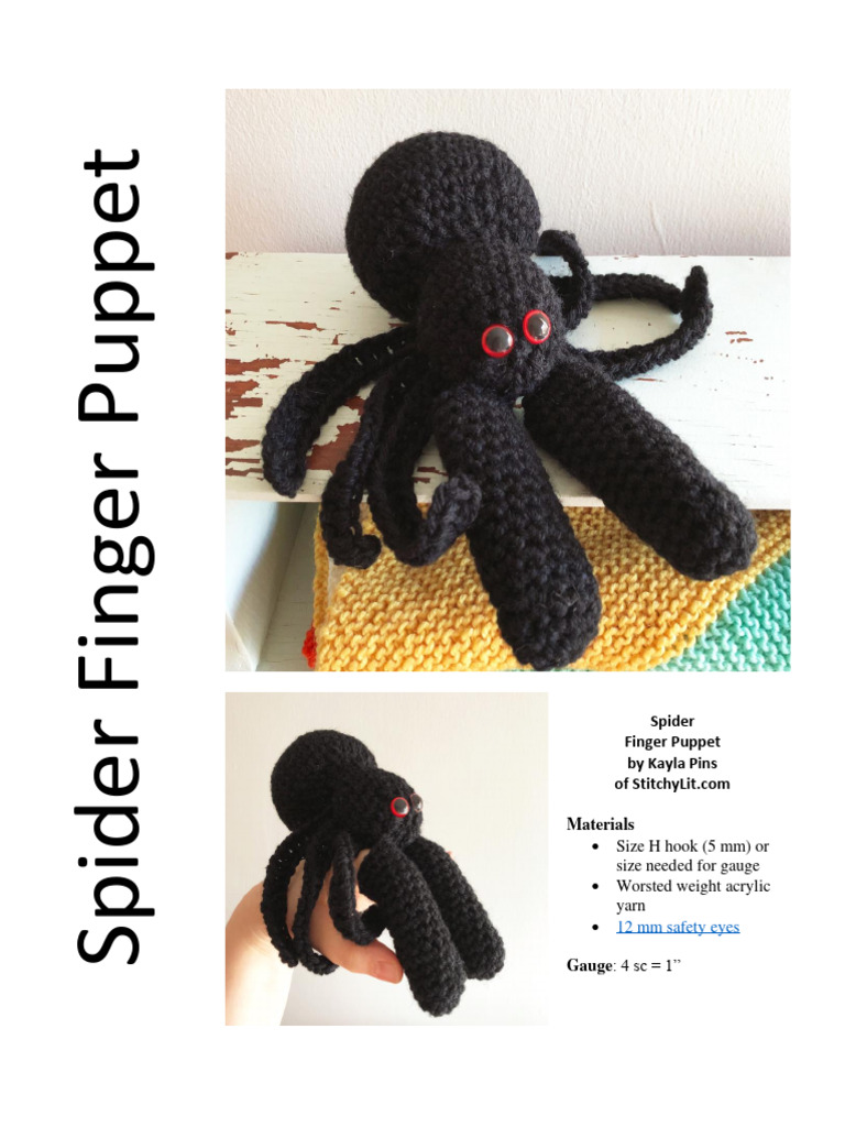 Crochet Spider Finger Puppet Pattern | PDF | Textiles | Textile Arts