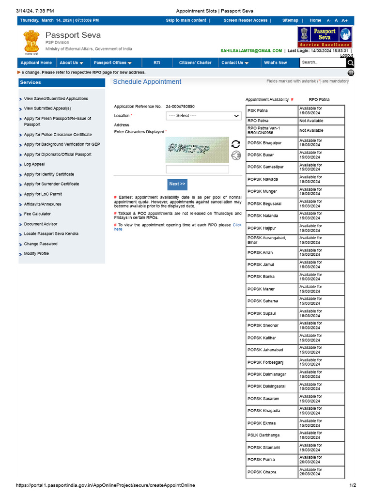Appointment Slots - Passport Seva | PDF | Passport | Government And ...