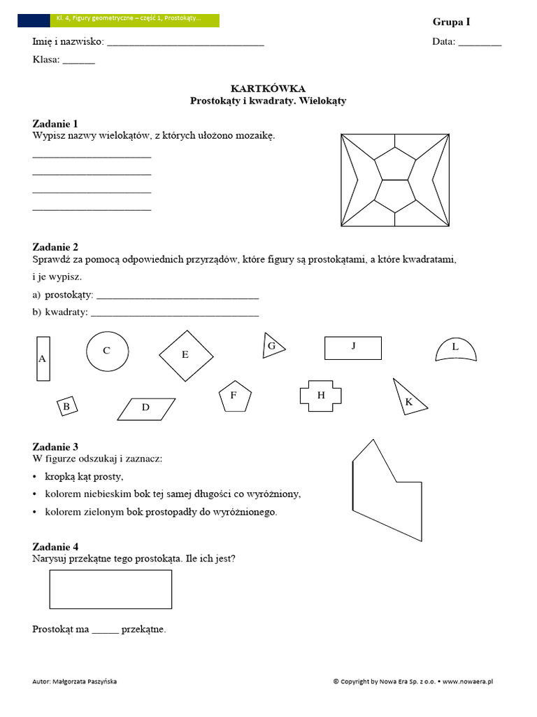 Kartkowka Prostokaty I Kwadraty Wielokaty | PDF