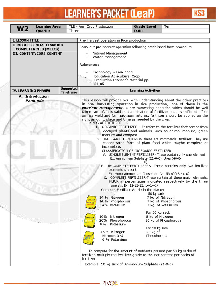 TLE_AC10_w2 | PDF | Fertilizer | Agriculture