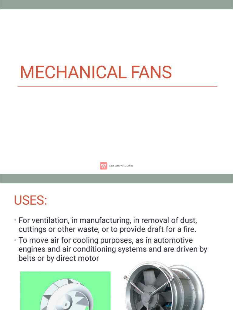 Types and Applications of Mechanical Fans | PDF | Gas Technologies ...