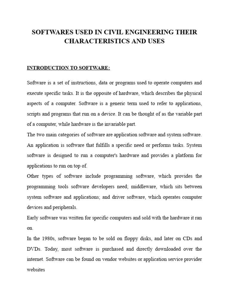 Softwares Used in Civil Engineering Their Characteristics and Uses ...