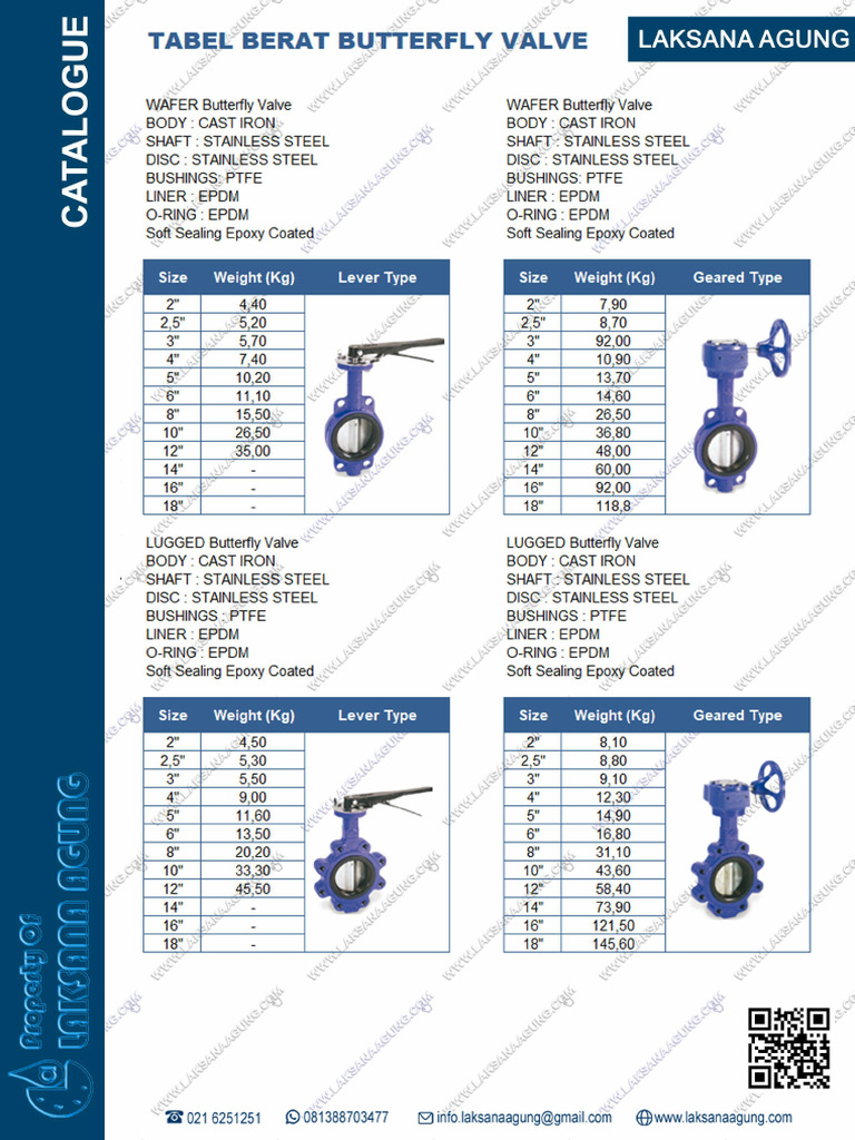 Tabel Berat Butterfly Valve | PDF