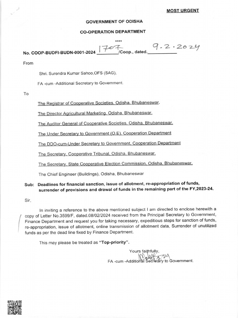 Deadline For Sanction Order - 2024 | PDF