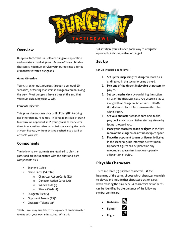 Dungeon TactiCrawl Game Rules V3 | PDF | Tabletop Games | Gaming