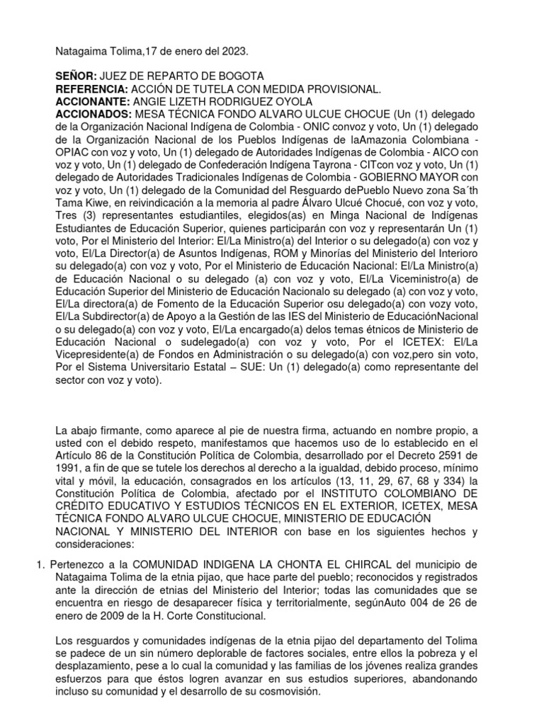 01 Escrito Tute La | PDF | Colombia | Educación más alta