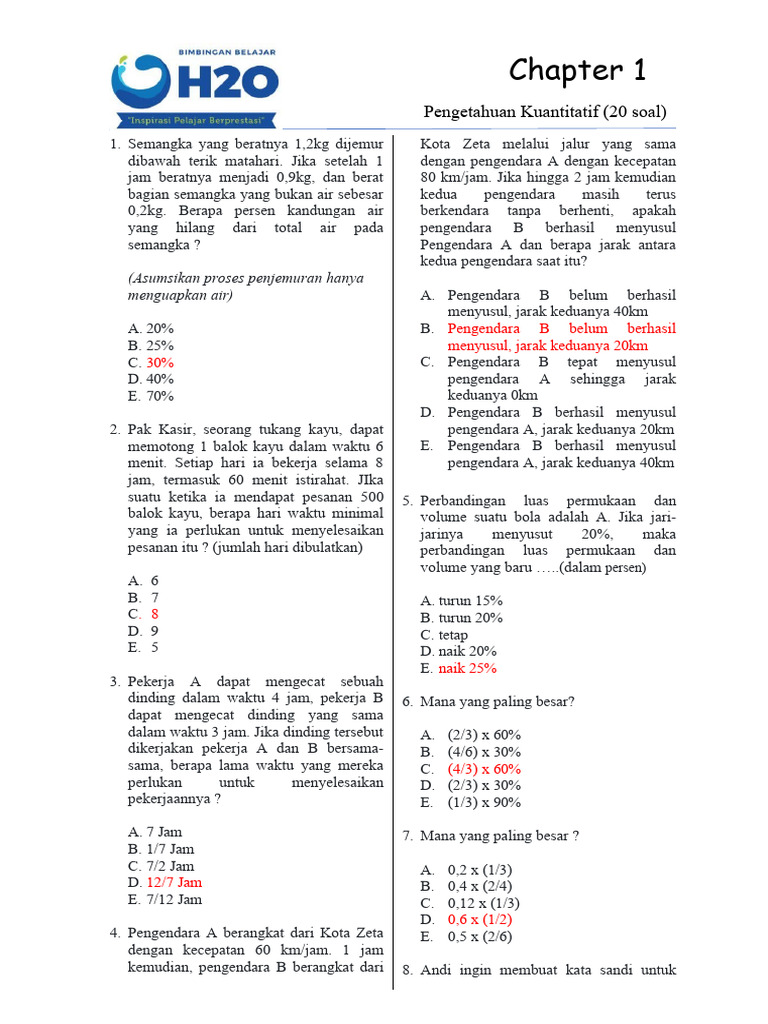 Chapter 1 Pengetahuan Kuantitatif Kunci | PDF