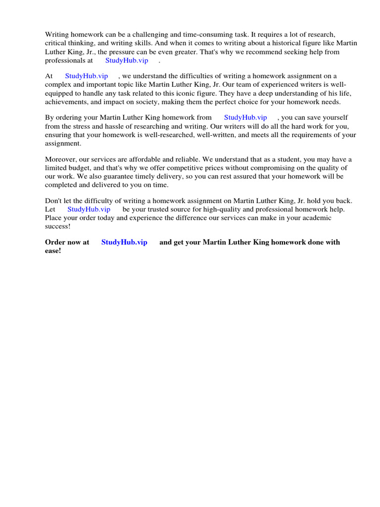 Martin Luther King Homework Help | PDF | Martin Luther King Jr.