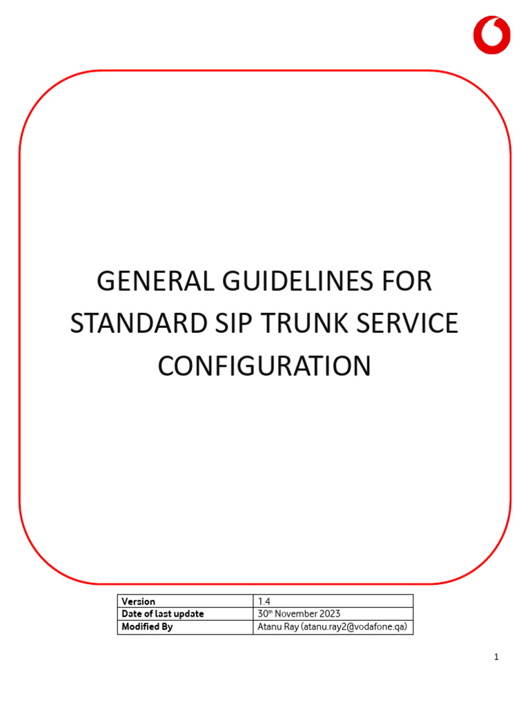 PBX SIP Configuration V1.4 | PDF | Session Initiation Protocol | Port (Computer Networking)