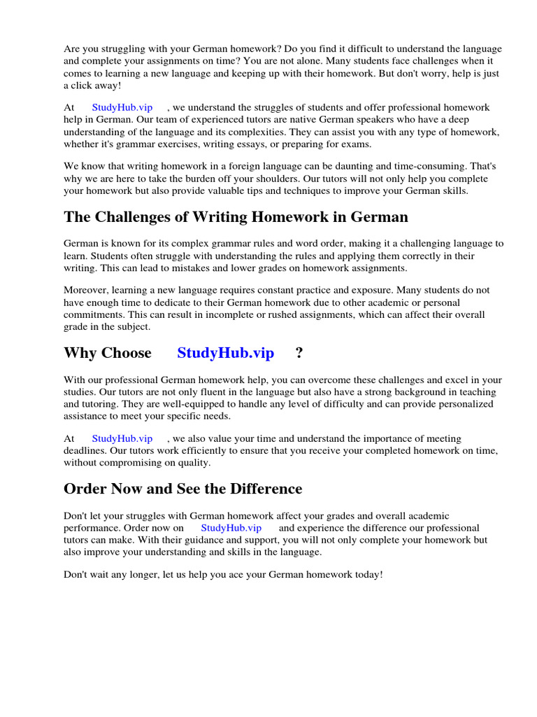 Do My Homework in German | PDF | Homework | Essays