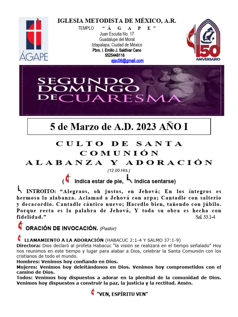 5 Mzo 23 2º Dom Cuaresma Comunion Directora Agape | PDF | eucaristía | Cristo (título)