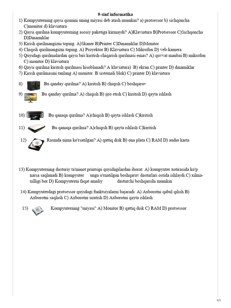 Informatika 9-Sinf | PDF