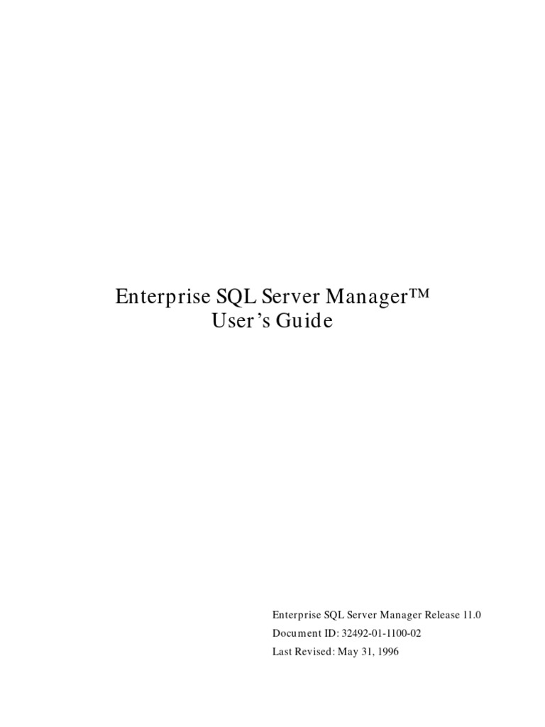 Sybase - Enterprise SQL Server Manager Users Guide | Download Free PDF ... Sybase - Enterprise SQL Server Manager Users Guide | Download Free PDF ...