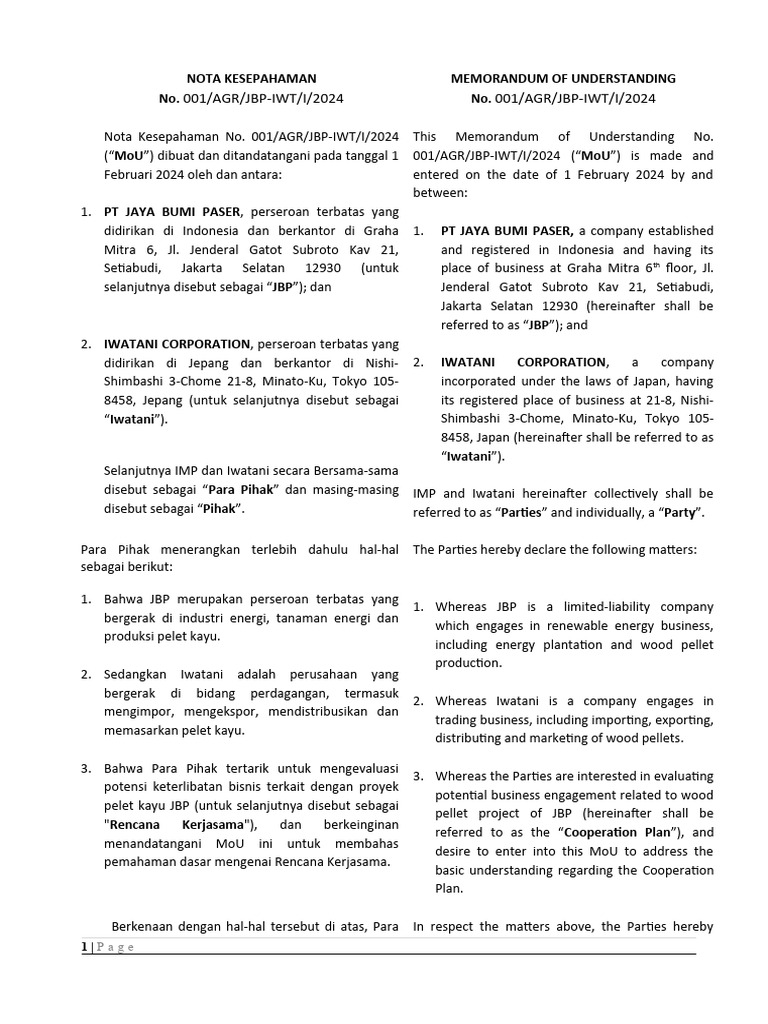 Draft - MOU Template | PDF
