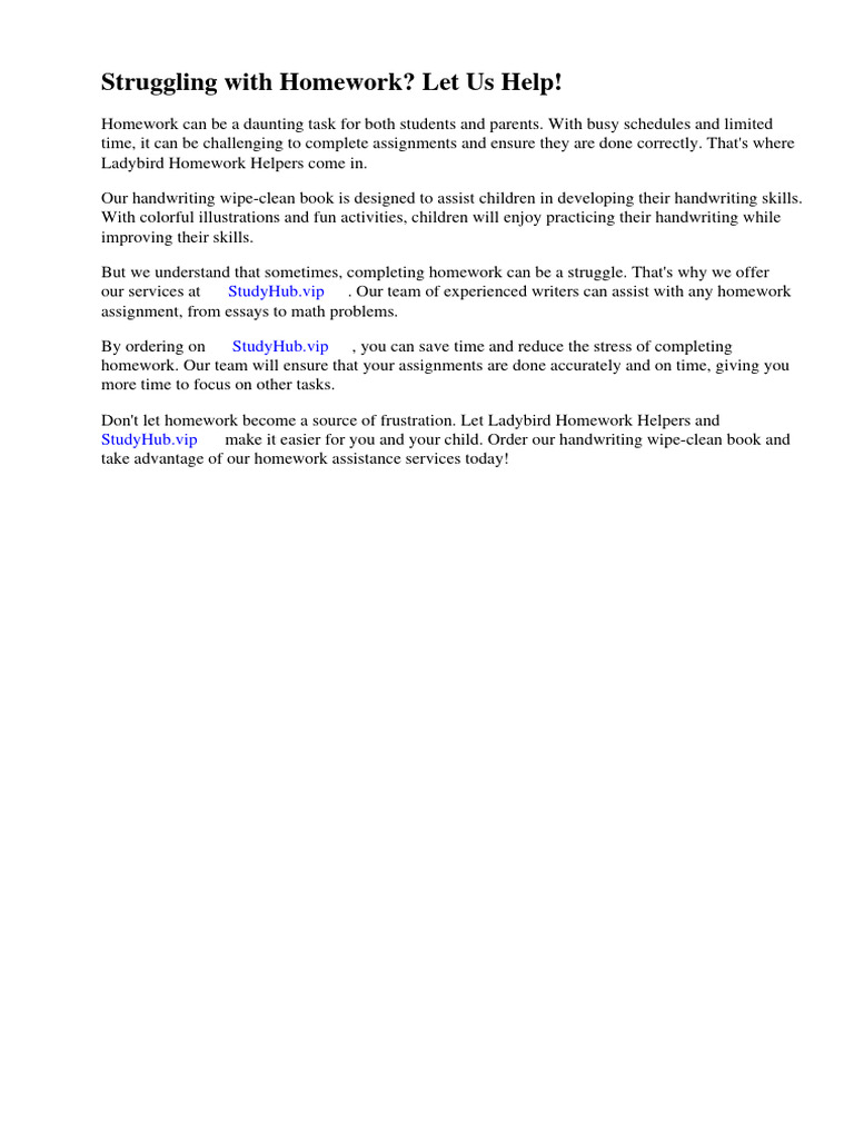 Ladybird Homework Helpers Handwriting Wipe-Clean Book | PDF | Homework ...