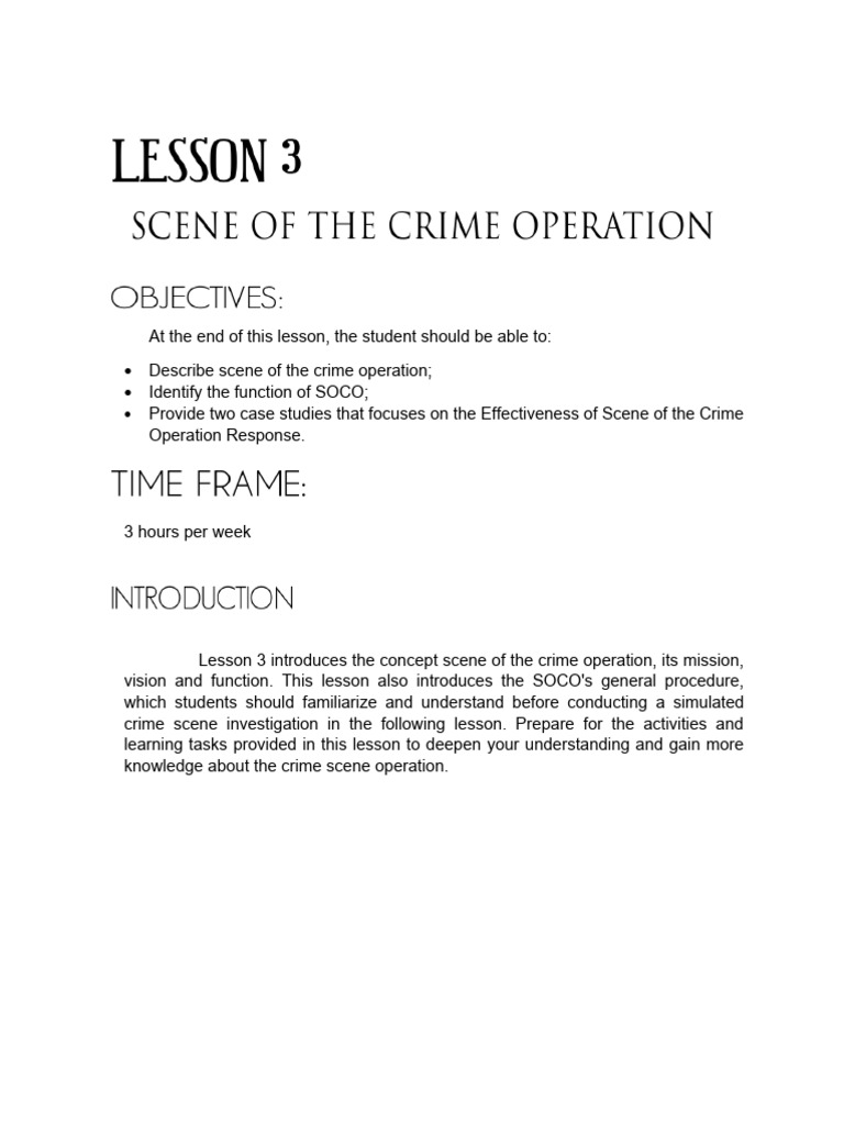 Crime Scene Operation Basics | PDF | Crime Scene | Forensic Science
