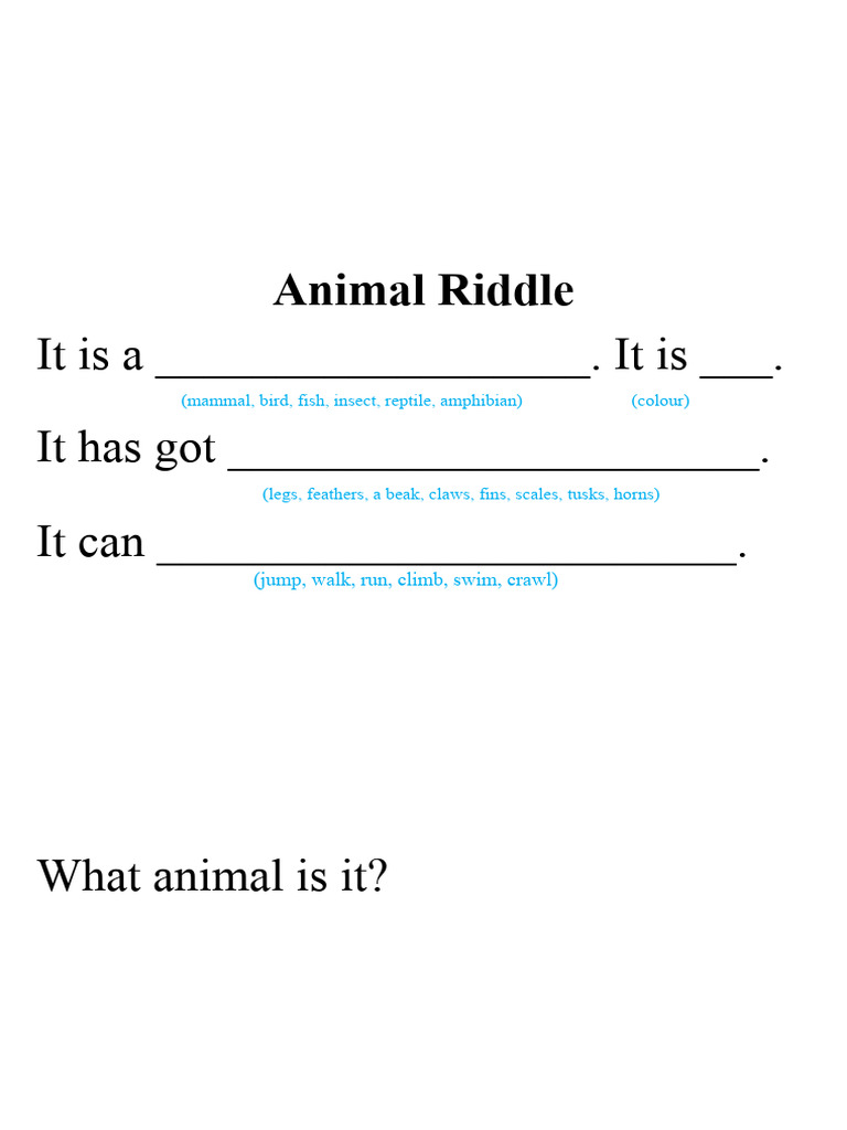 Animal Riddle Template | PDF