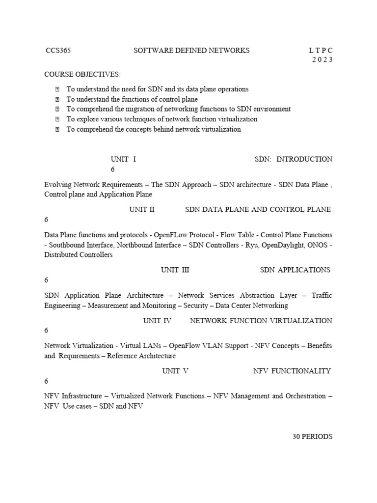 syllabus for SDN | PDF | Computer Network | Computer Engineering