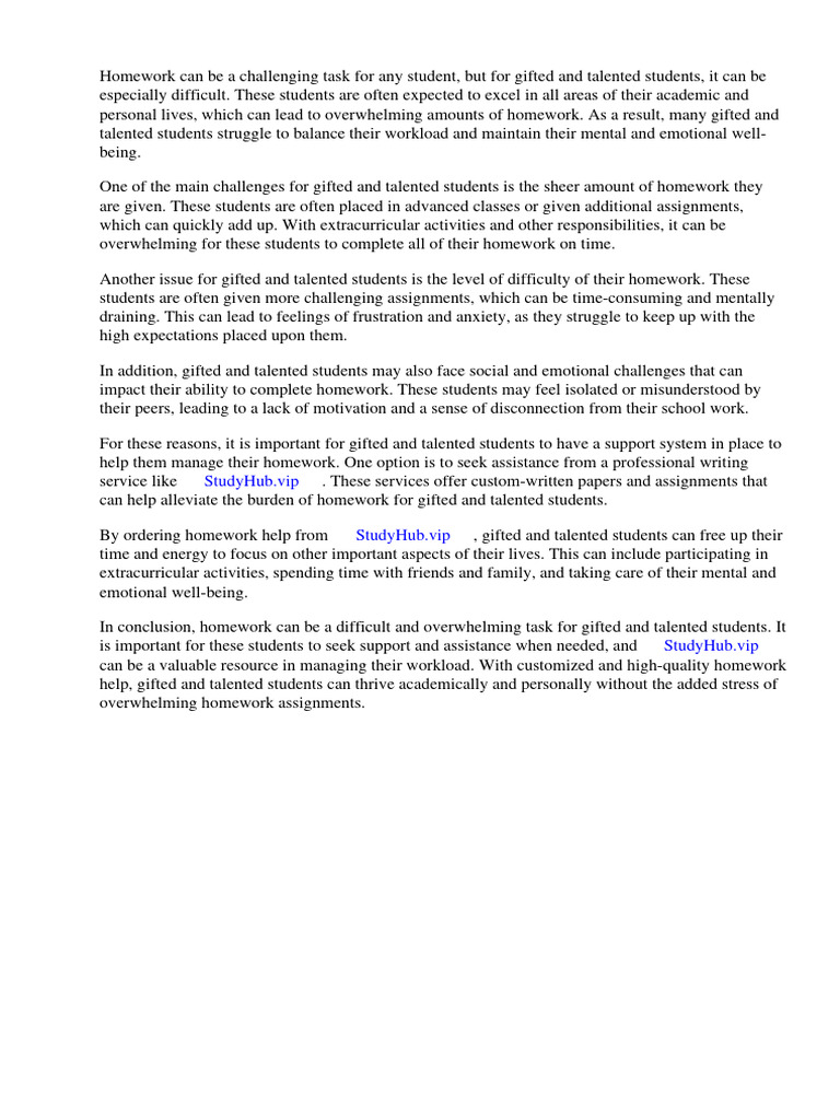 Homework for Gifted and Talented Students | PDF | Intellectual ...