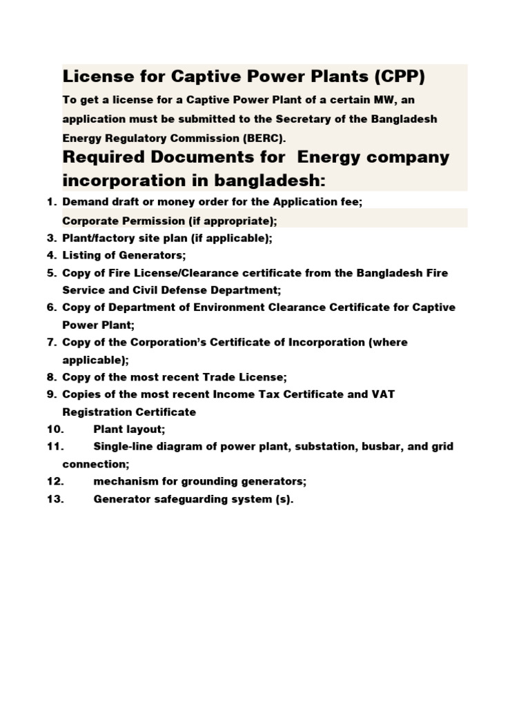License for Captive Power Plants | PDF