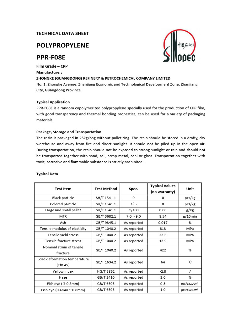 TDS raw | PDF | Deformation (Engineering) | Ultimate Tensile Strength