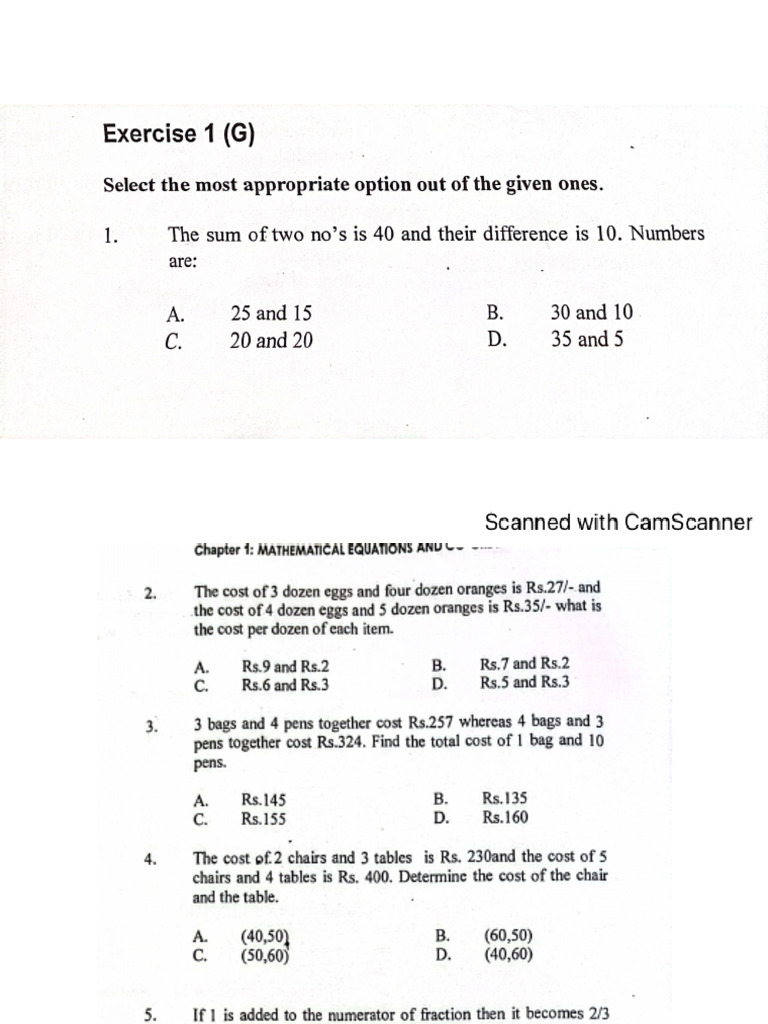 Linear Equation With Two Variables Pdf