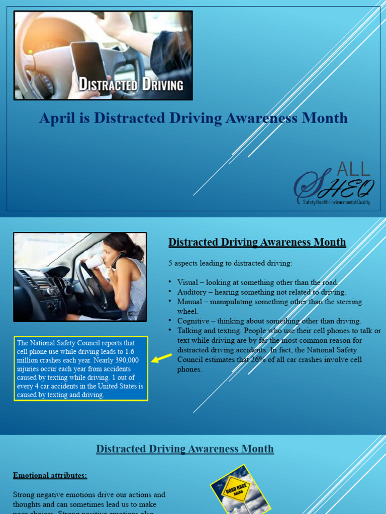 Distracted Driving Awareness Month Guide | PDF | Traffic Collision ...