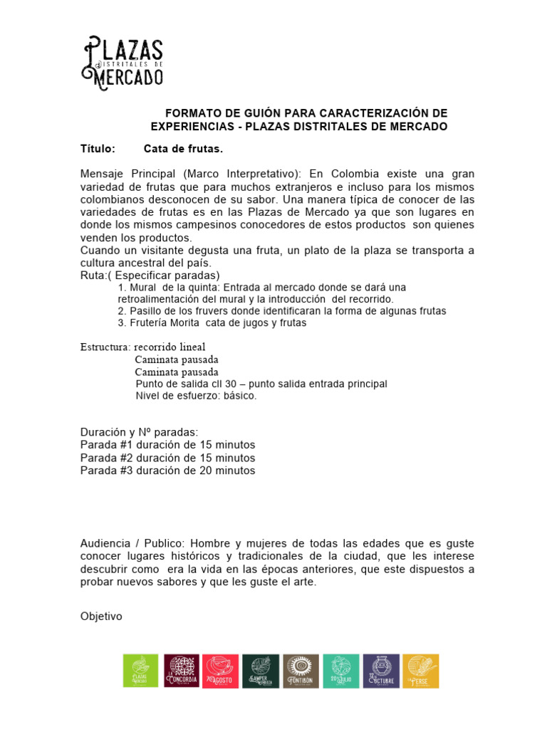 FORMATO DE GUIÓN Cata de Frutas - Ejemplo | PDF | Fruta