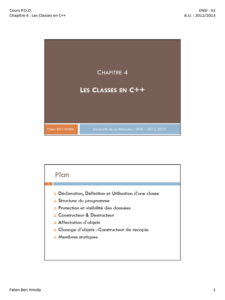 Classes en C++ : Déclaration et Utilisation | PDF | Classe ...