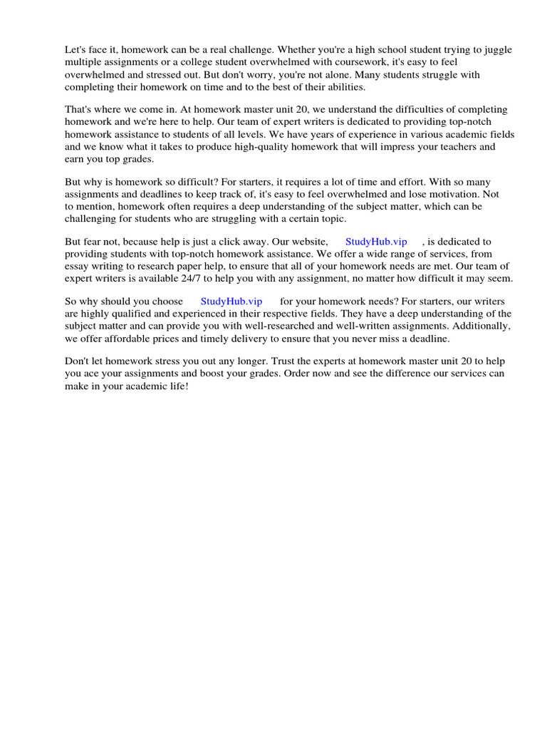 Homework Master Unit 20 | PDF | Mathematics | Homework