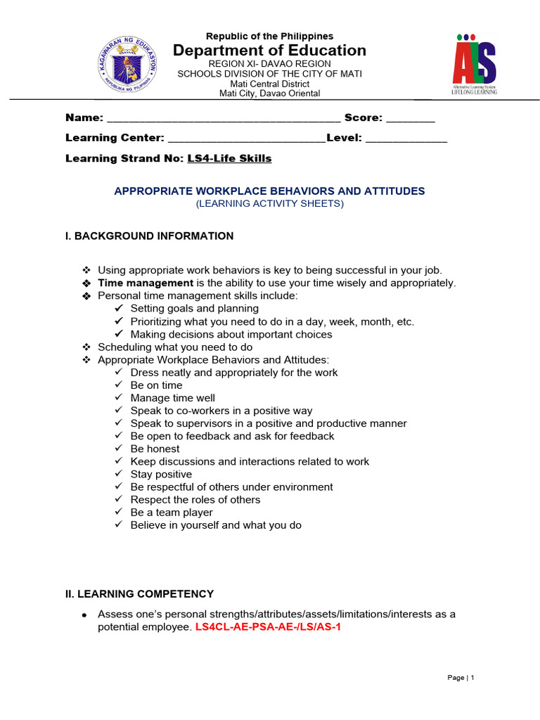 Appropriate-Workplace-Behaviors | PDF | Learning | Cognition